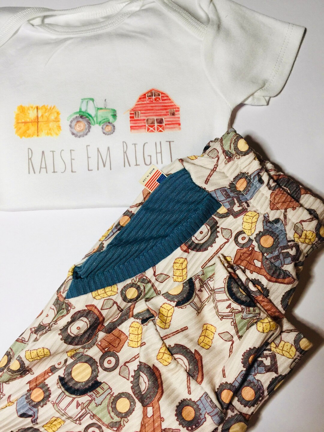 Raise Em Right Boy Outfit, Tractors Joggers, Farmers Tee - Etsy