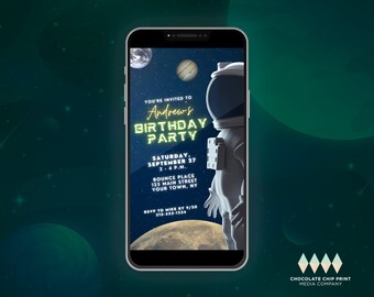 Editable Cosmic Outer Space Birthday Invitation Template, Astronaut ...