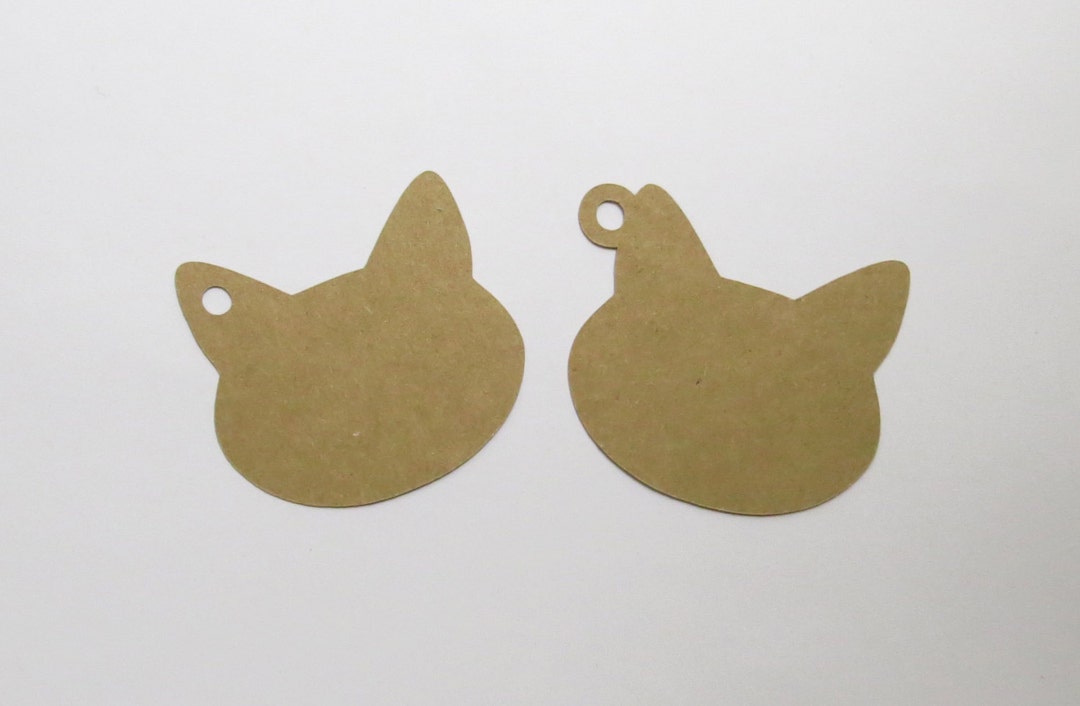 50 Kraft Cat Head Tags 2 Inch Gift Tag Hang Tag Kitty Scrapbooking Die ...