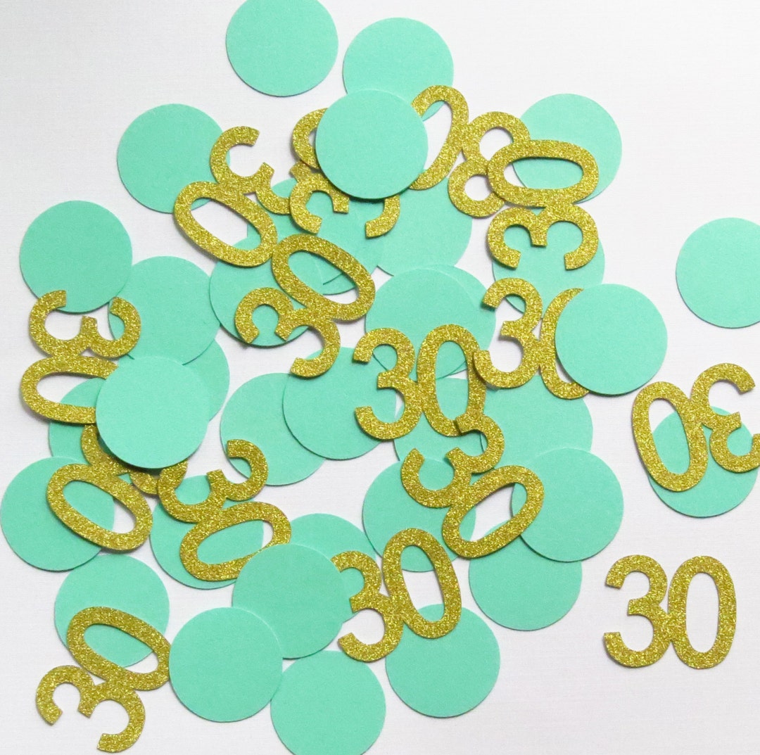 Gold Glitter Number 30 & Turquoise Circles 1 Inch - Etsy