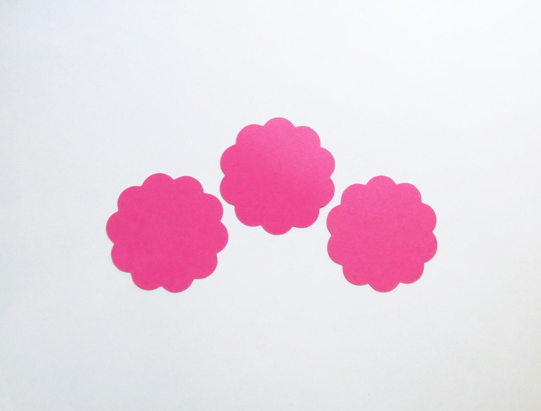 Bright Pink Scalloped Circle Die Cuts 1-4 Inch Choose Your Color/colors ...