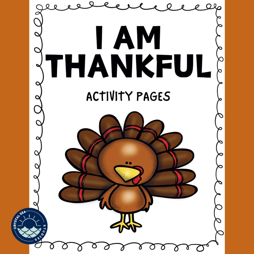 I Am Thankful Activity Pages - Etsy