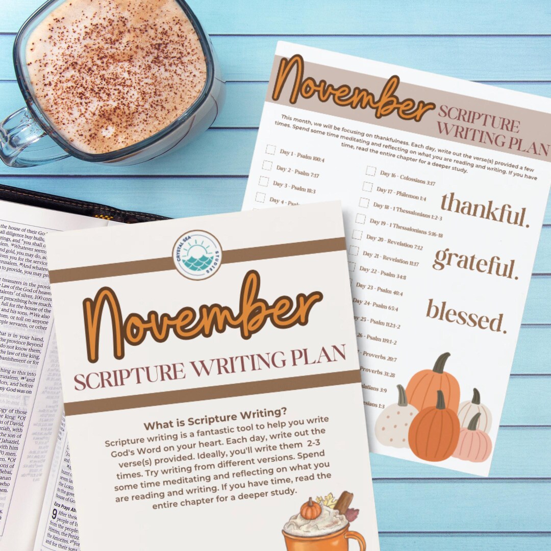 November Scripture Writing Plan: Thankful, Grateful, Blessed - Etsy
