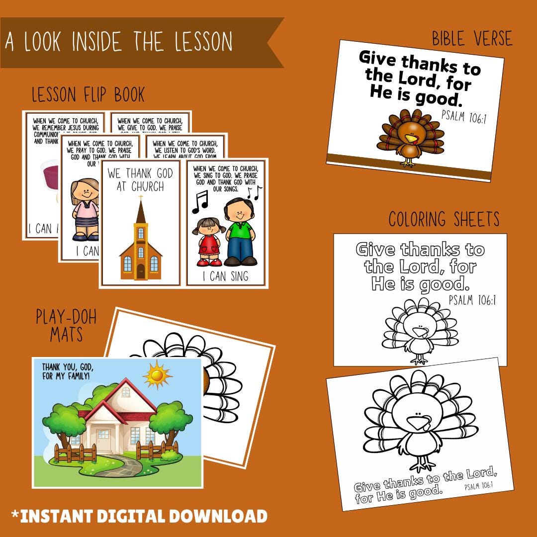 Preschool Bible Class Lesson: I Am Thankful - Etsy
