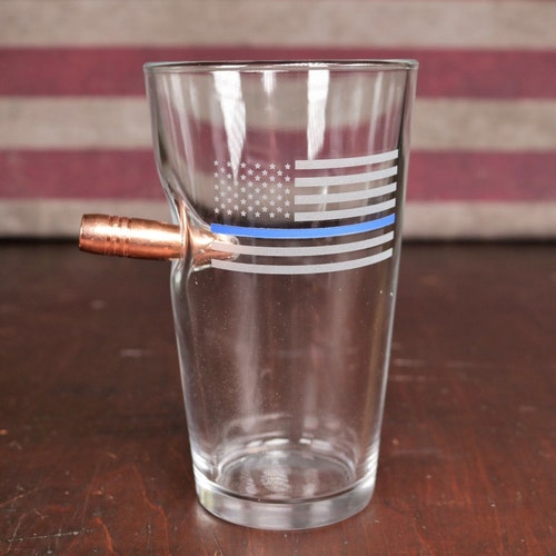 Custom Gift for Police Officer Thin Blue Line Pint Glass - Etsy