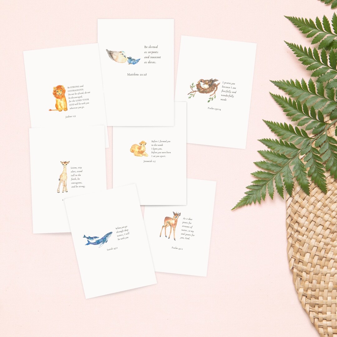 DIGITAL DOWNLOAD Baby Bible Animals With Verses Watercolor Cards - Etsy
