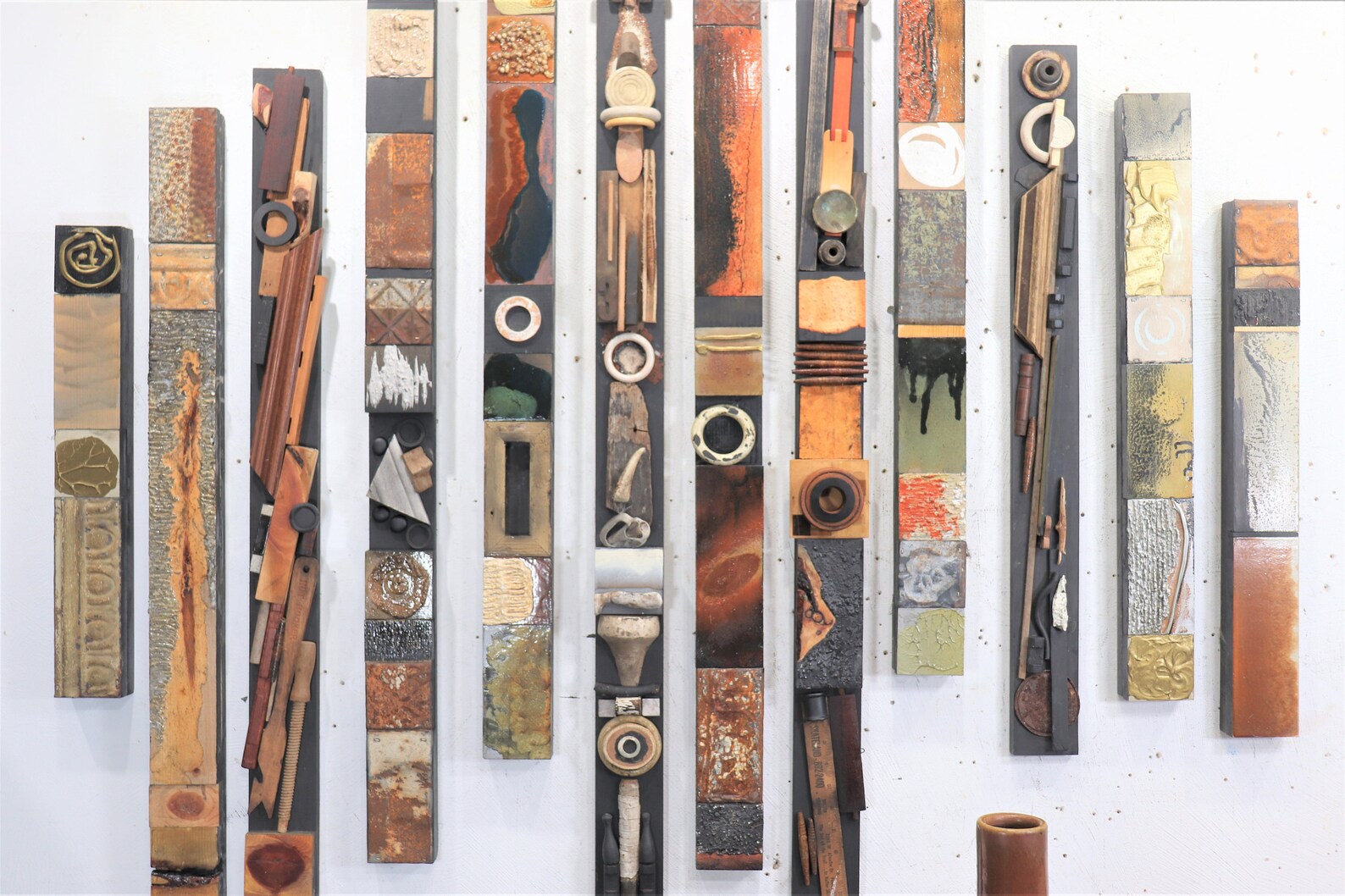 Large Wall Set Abstract Color Texture Panels Totems Hand Painted Glazed ...