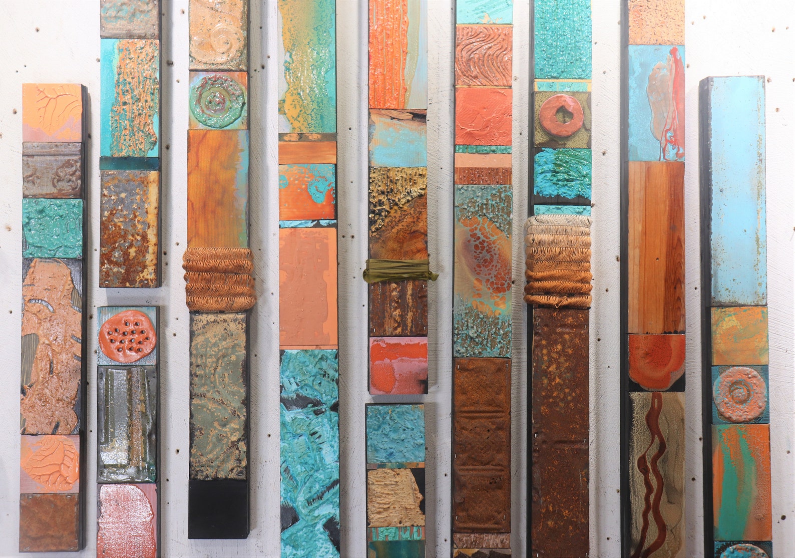 Large Wall Abstract Color Texture Collage Panels Totems Hand - Etsy