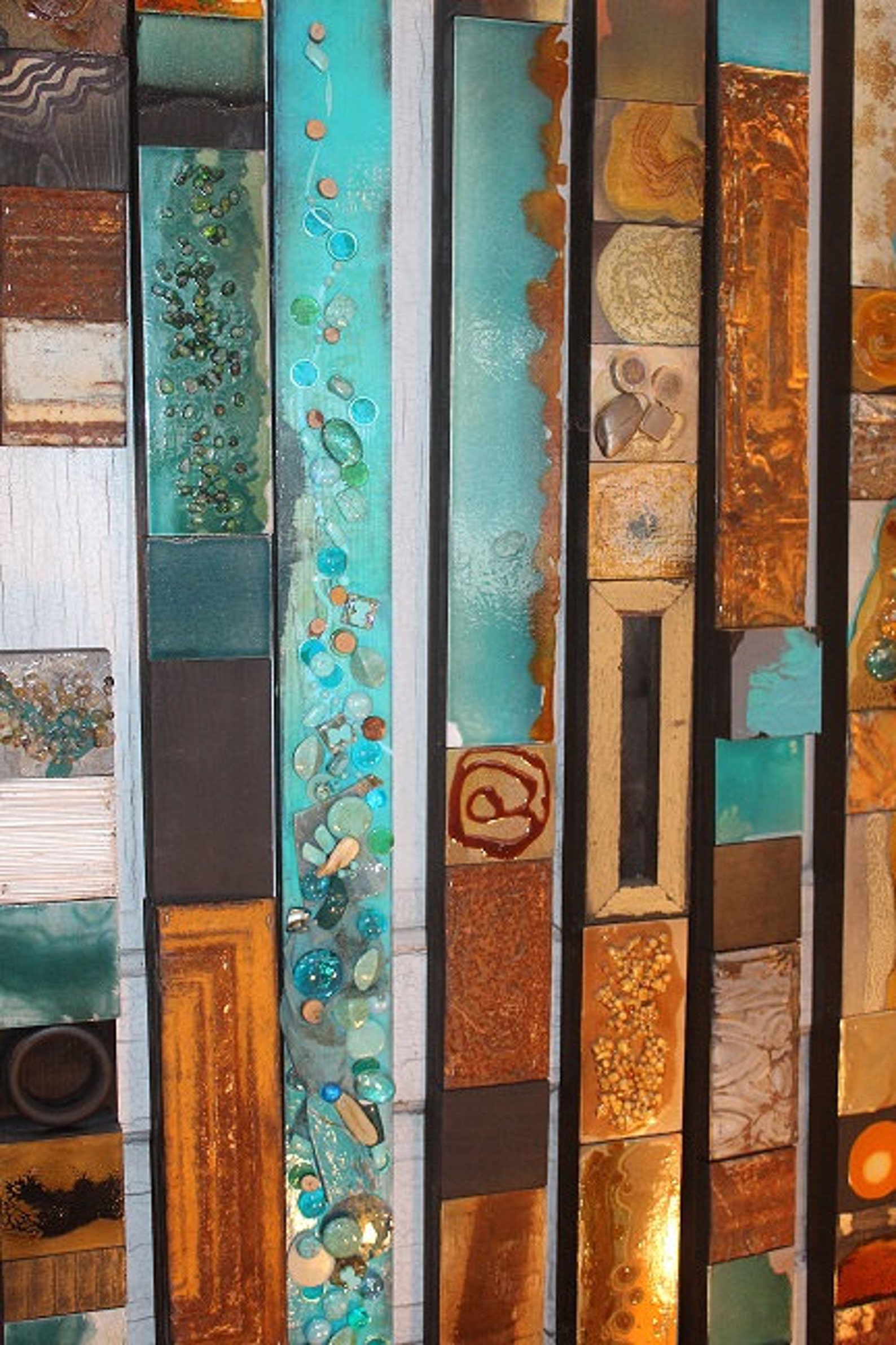 Turquoise Native American Indian Style Tin Wall Grouping. Mid-century ...