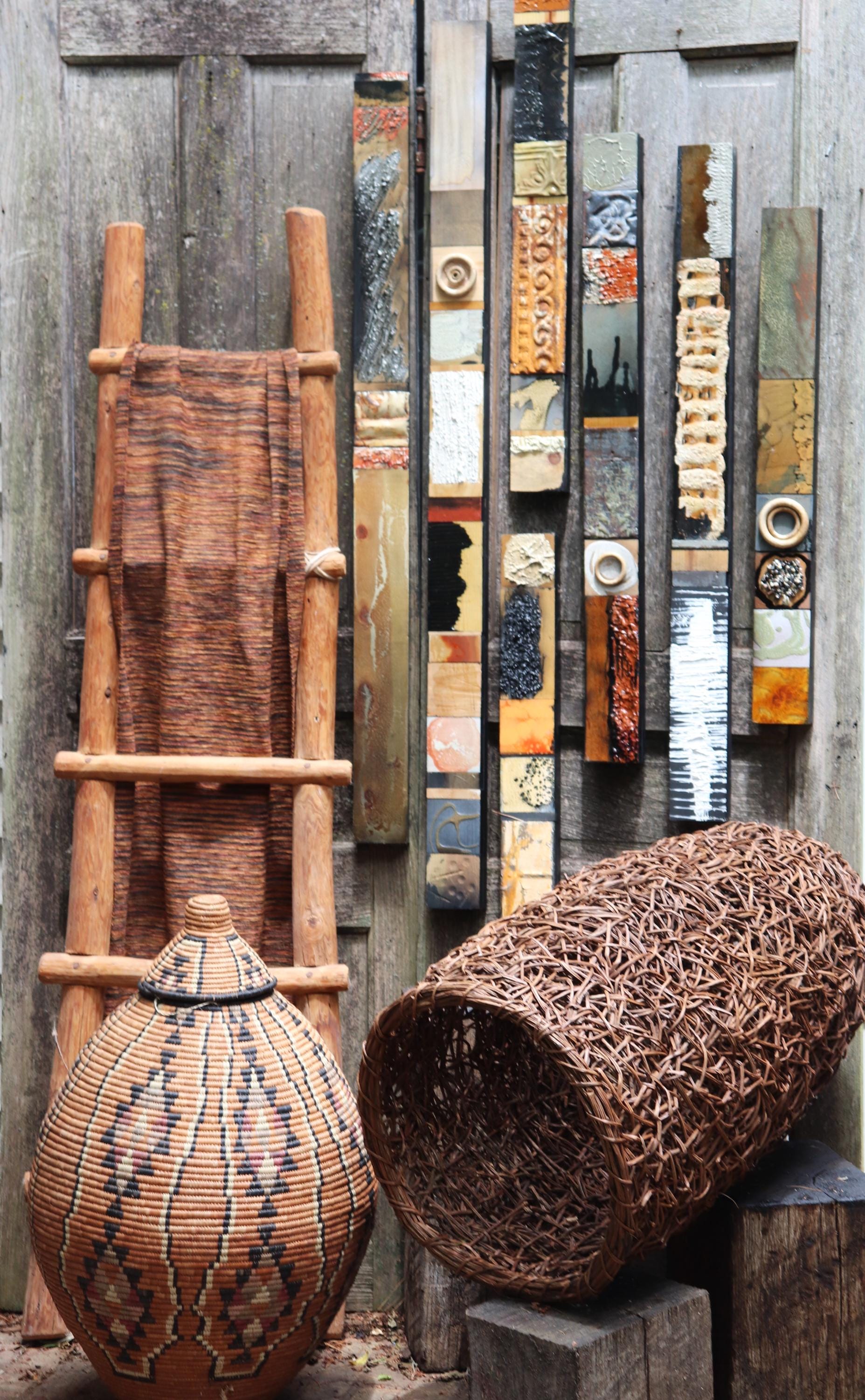 Tribal Abstract Textured Totems Wall Décor Metal Wood Hanging Collages ...
