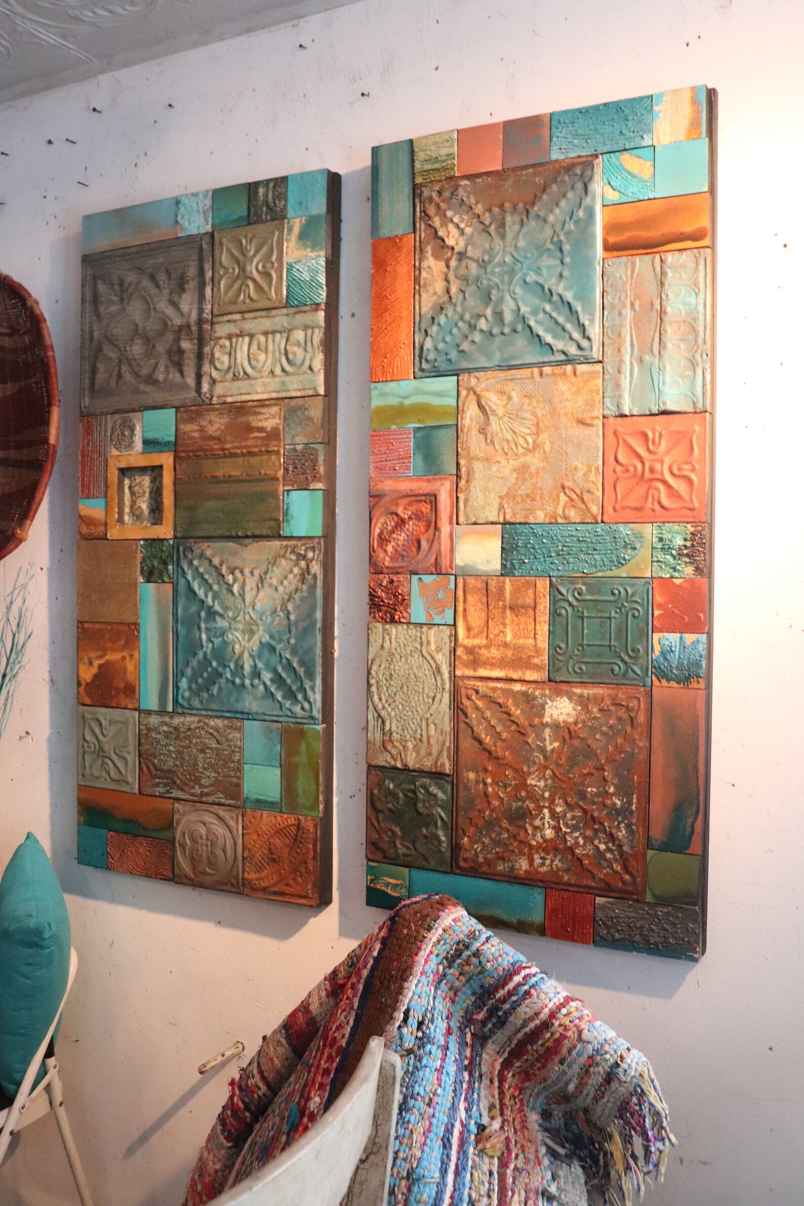 Bright Mixed Media Assemblage Moroccan Mid Eastern Rugs | Etsy