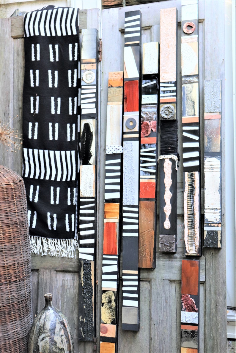 Tribal African Pole Collages Ex-large Tall Abstract Wall Relief ...