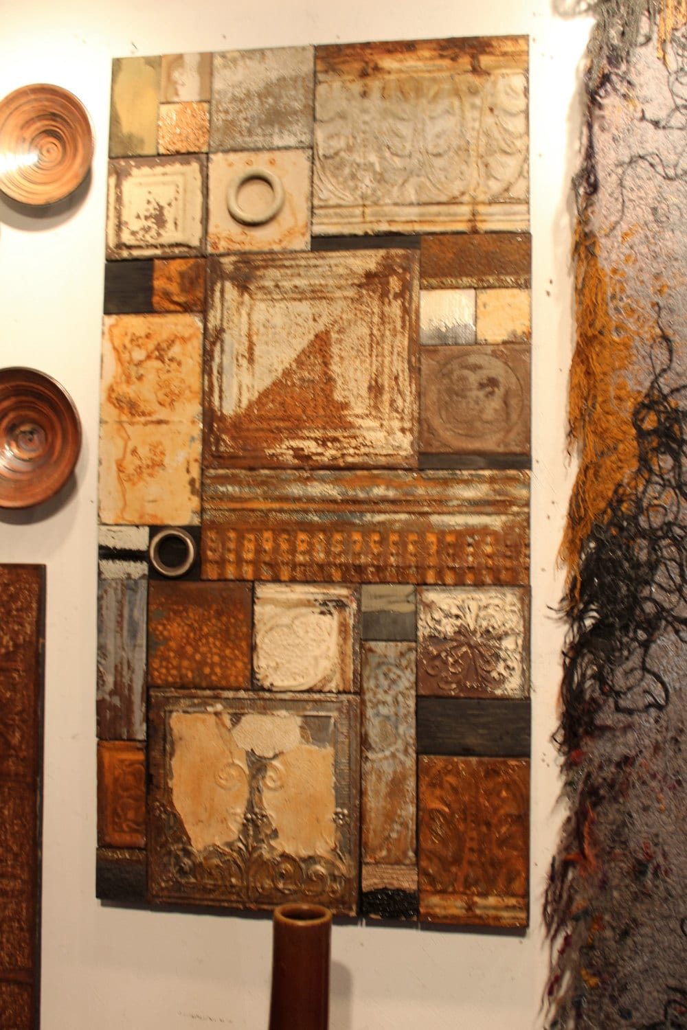 Recycled Wood Glazed Art Block Tile Collage Stamped Ceiling - Etsy