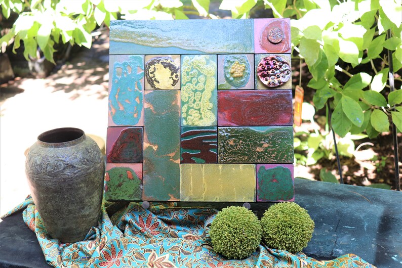 Large Abstract Collage SALE Handmade Painted Glazed Wood Block - Etsy