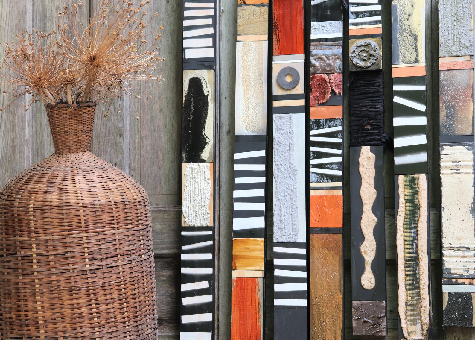Tribal African Pole Collages Ex-large Tall Abstract Wall Relief ...
