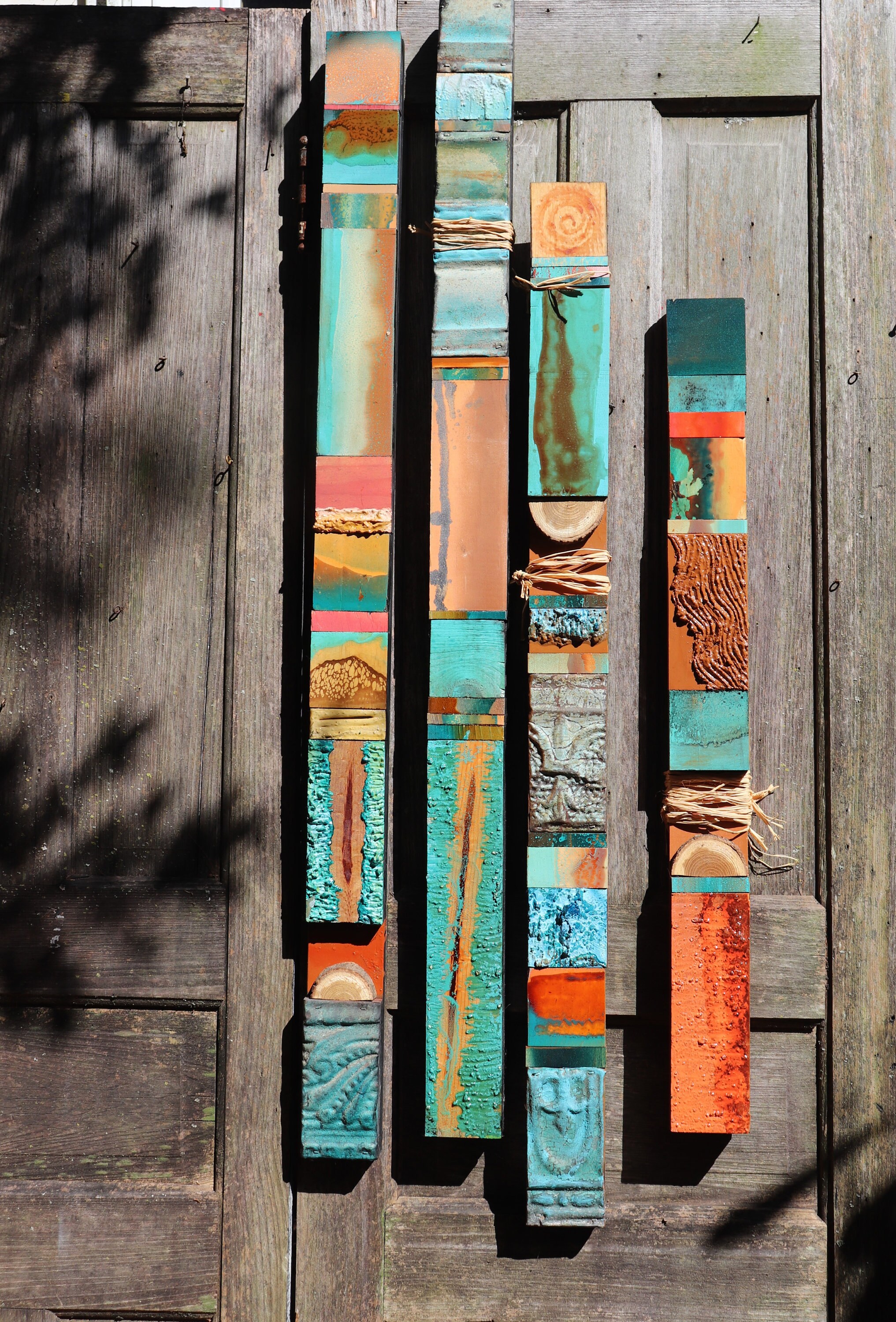 Large Wall Abstract Autumn Color Texture Panels Totems Hand Painted ...