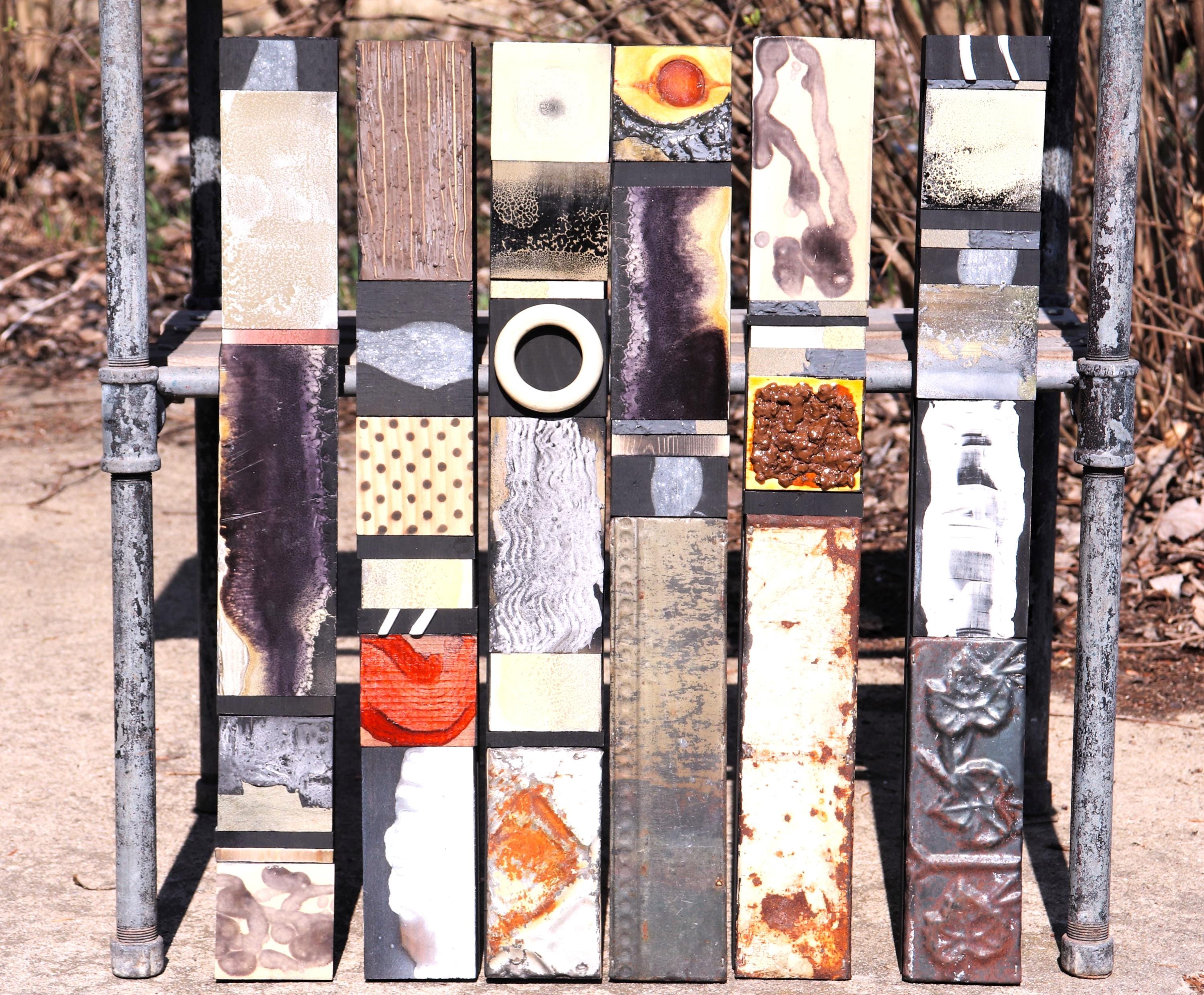 Tribal Abstract Textured Totems Wall Décor Metal Wood Hanging Collages ...