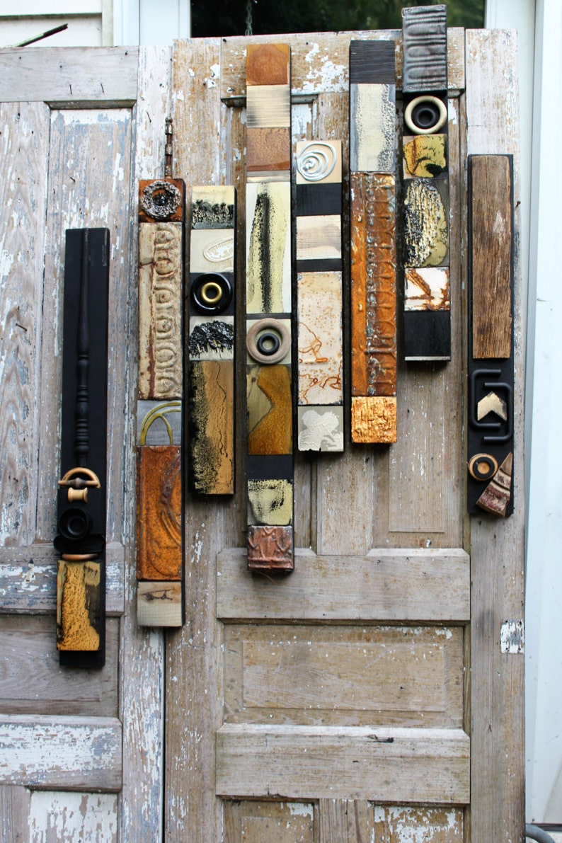 Abstract Hand Painted Wall Décor Modern Midcentury Contemporary Wood ...