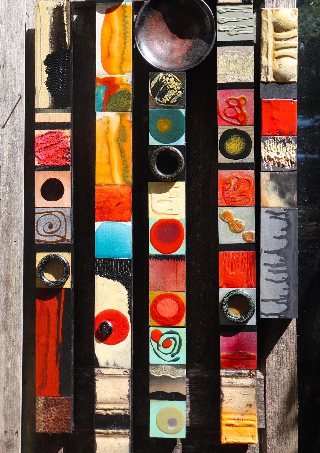 5 Symbol Story Sticks Modern Mid Century Deco Wood Wall Reliefs Home ...