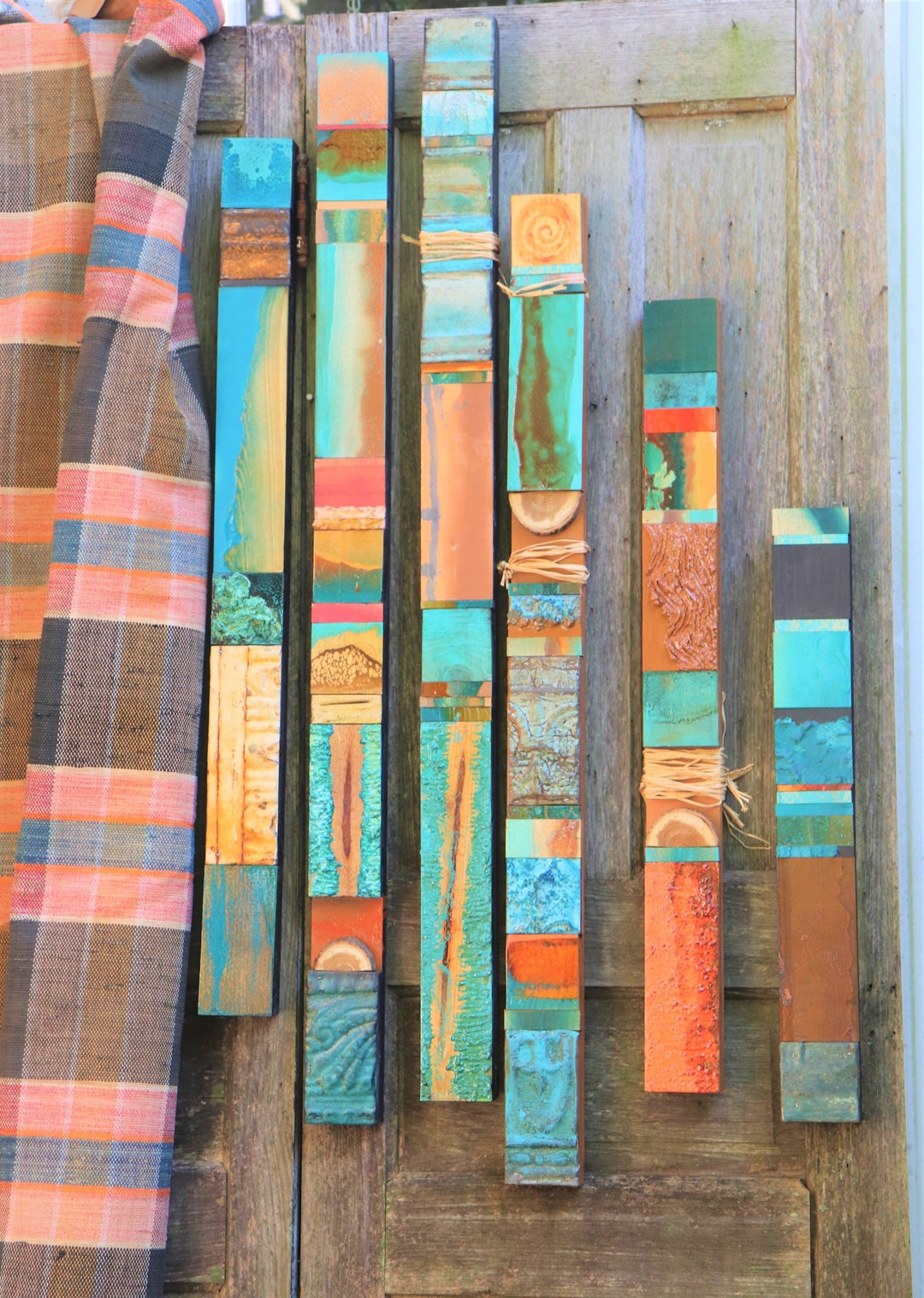 Large Wall Abstract Autumn Color Texture Panels Totems Hand Painted ...