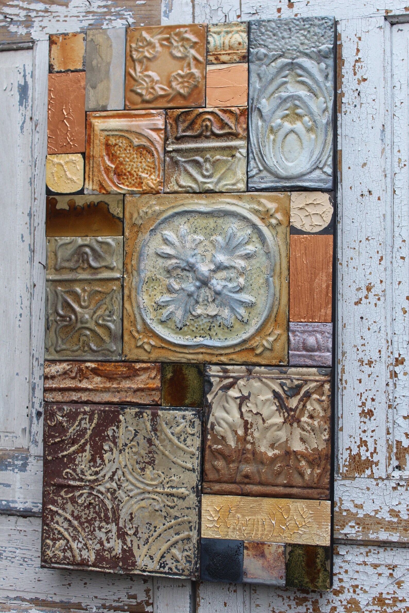 Sale Abstract Metal Collages OOAK Folk Art Ceramic Glaze Modern Rustic ...