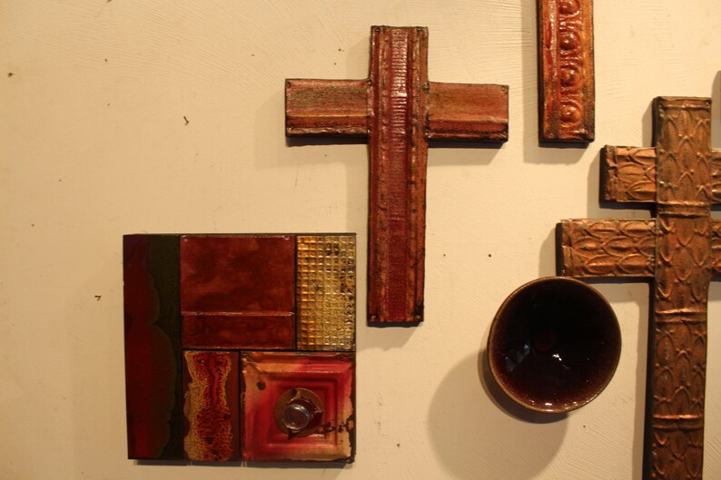 Handmade Christian Crosses Gift Old Red Ceiling Tin Tiles From - Etsy
