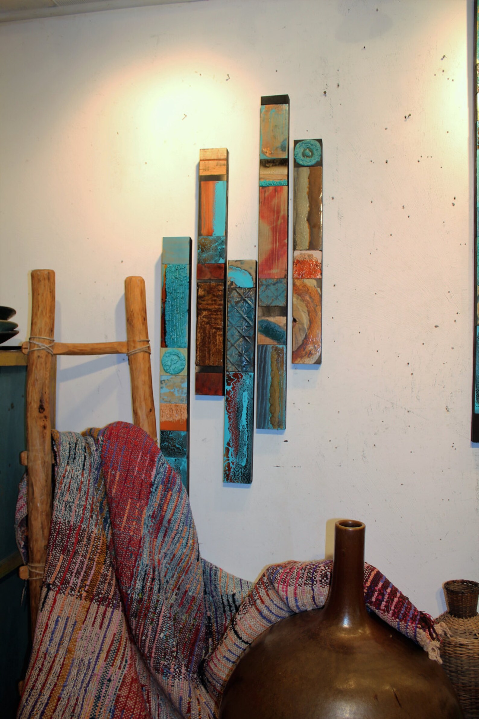 Apache Red Totems Over Sized Large Relief Metal Wood Wall Texture ...