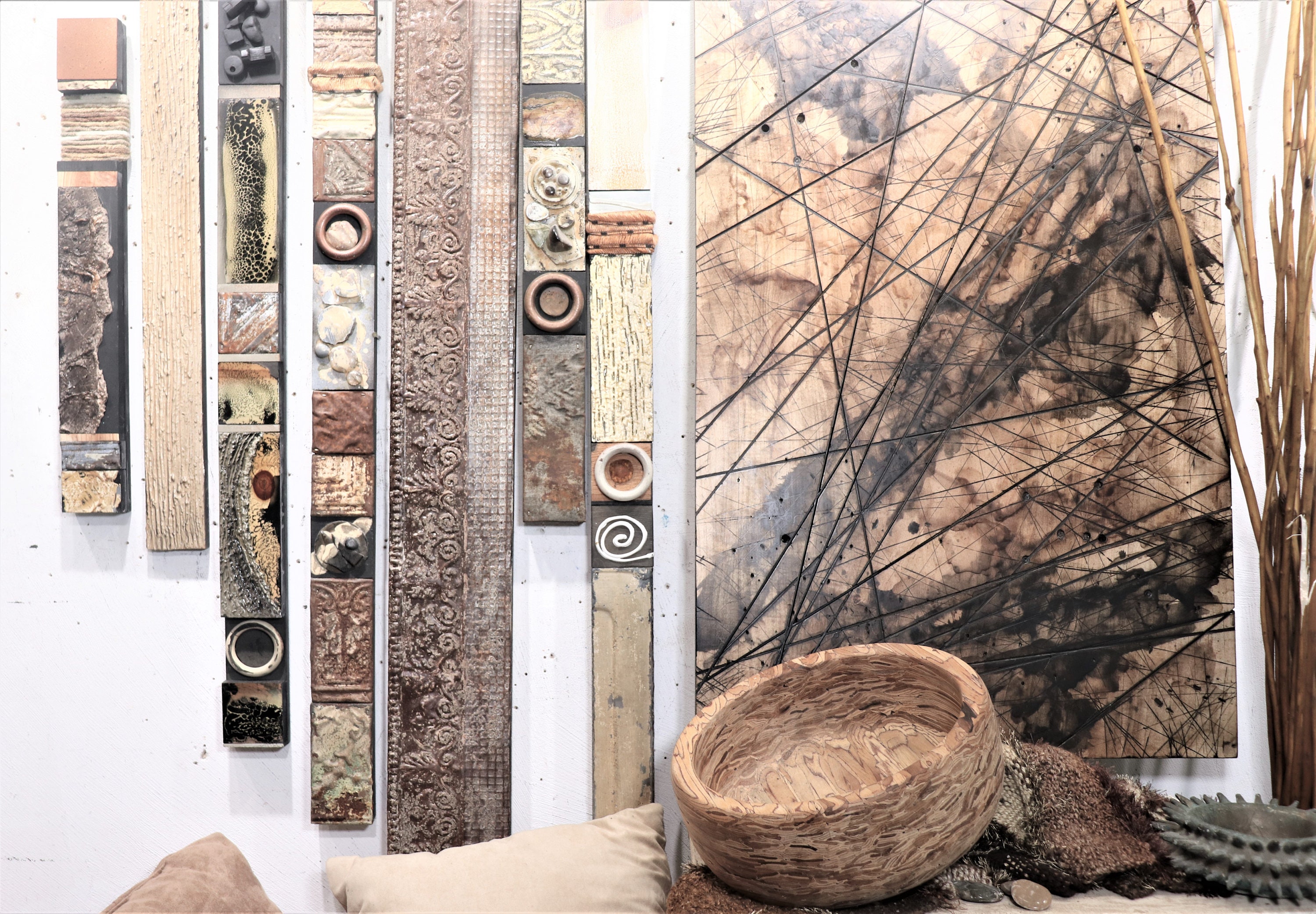 5 Tall Natural Earthy Paintings Industrial Tribal Mid Century - Etsy