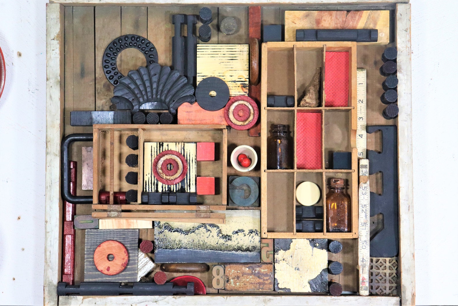 SOLD --T. Japan Shadow Box Found Object Deco Antique Furniture Musical ...