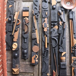 Musical Instruments Wood Mixed Media Totem Story Collages Wall ...