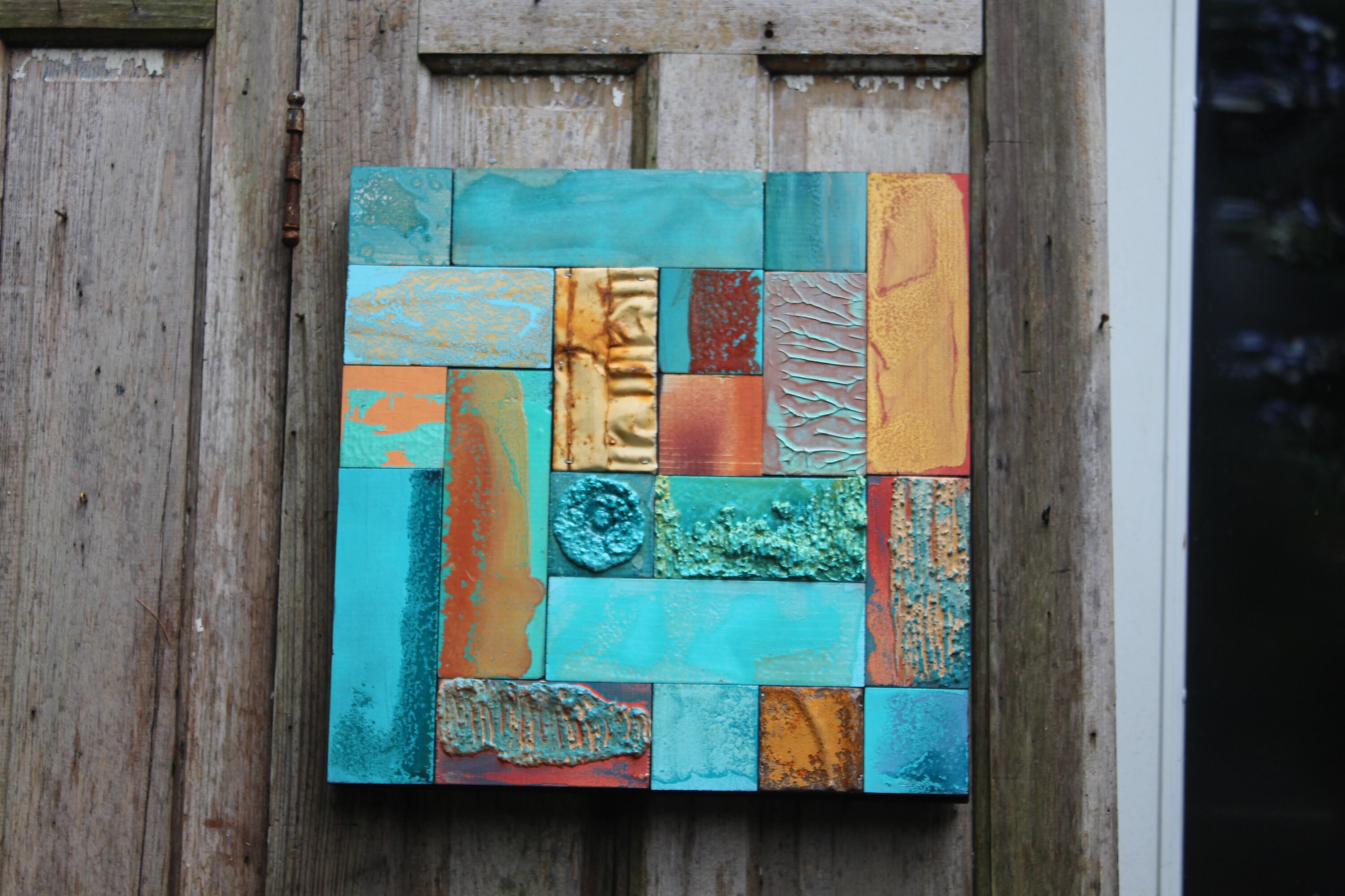 Turquoise Native American Indian Style Tin Wall Grouping. Mid-century ...