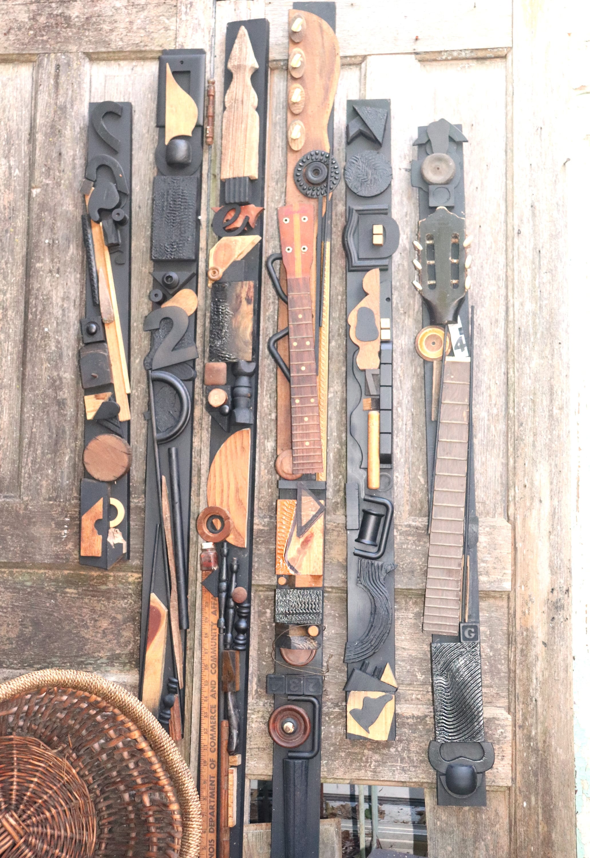 Musical Instruments Wood Mixed Media Totem Story Collages Wall ...