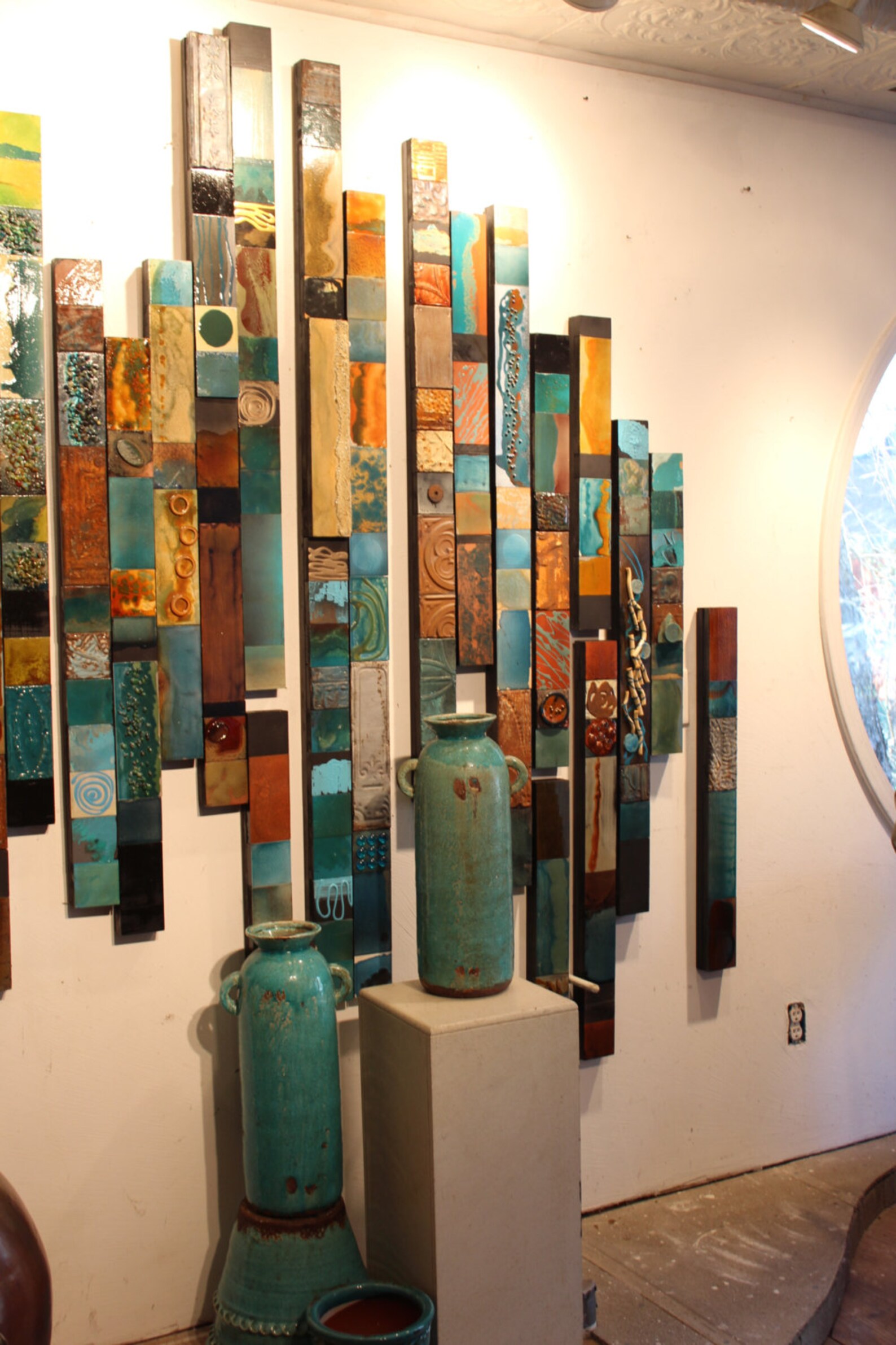 Huge Abstract Vertical Turquoise Trails Collages Wood & Metal - Etsy