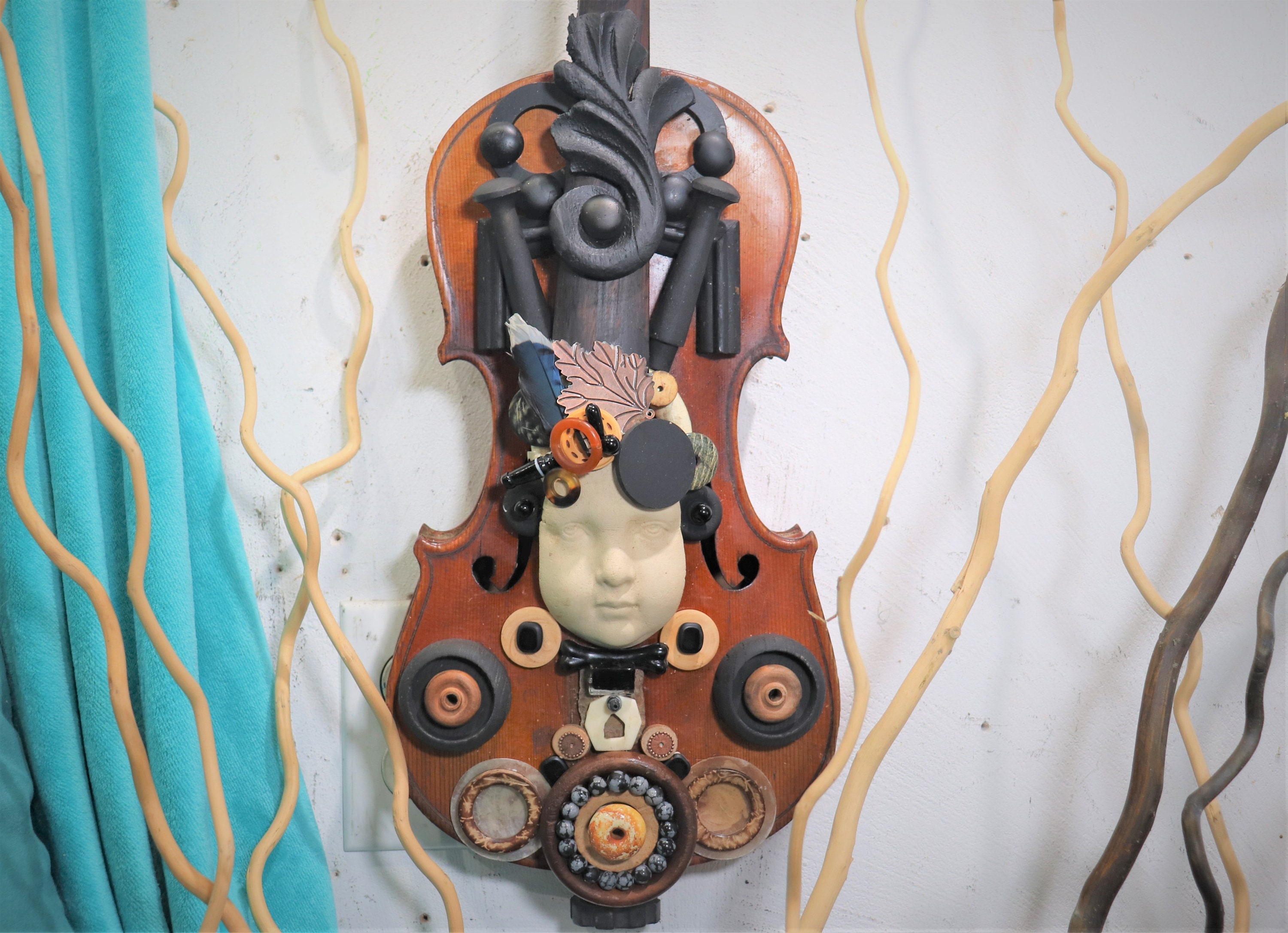 Play on Altered Found Object Collage Vintage Musical Instruments Violin ...