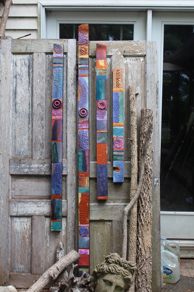Purple Rain Hand Painted Reclaimed Wood Soul Stick Totems 3 Pi - Etsy