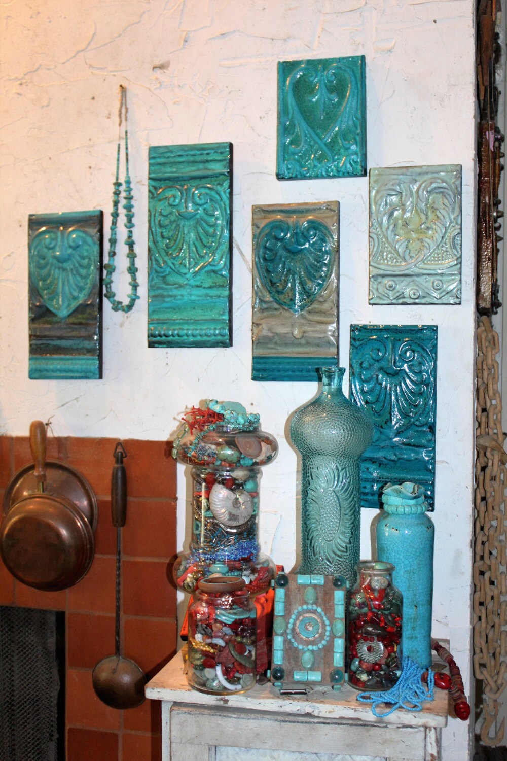 Turquoise LOVE Antique Victorian Edwardian-gothic Vintage Tin Tile ...