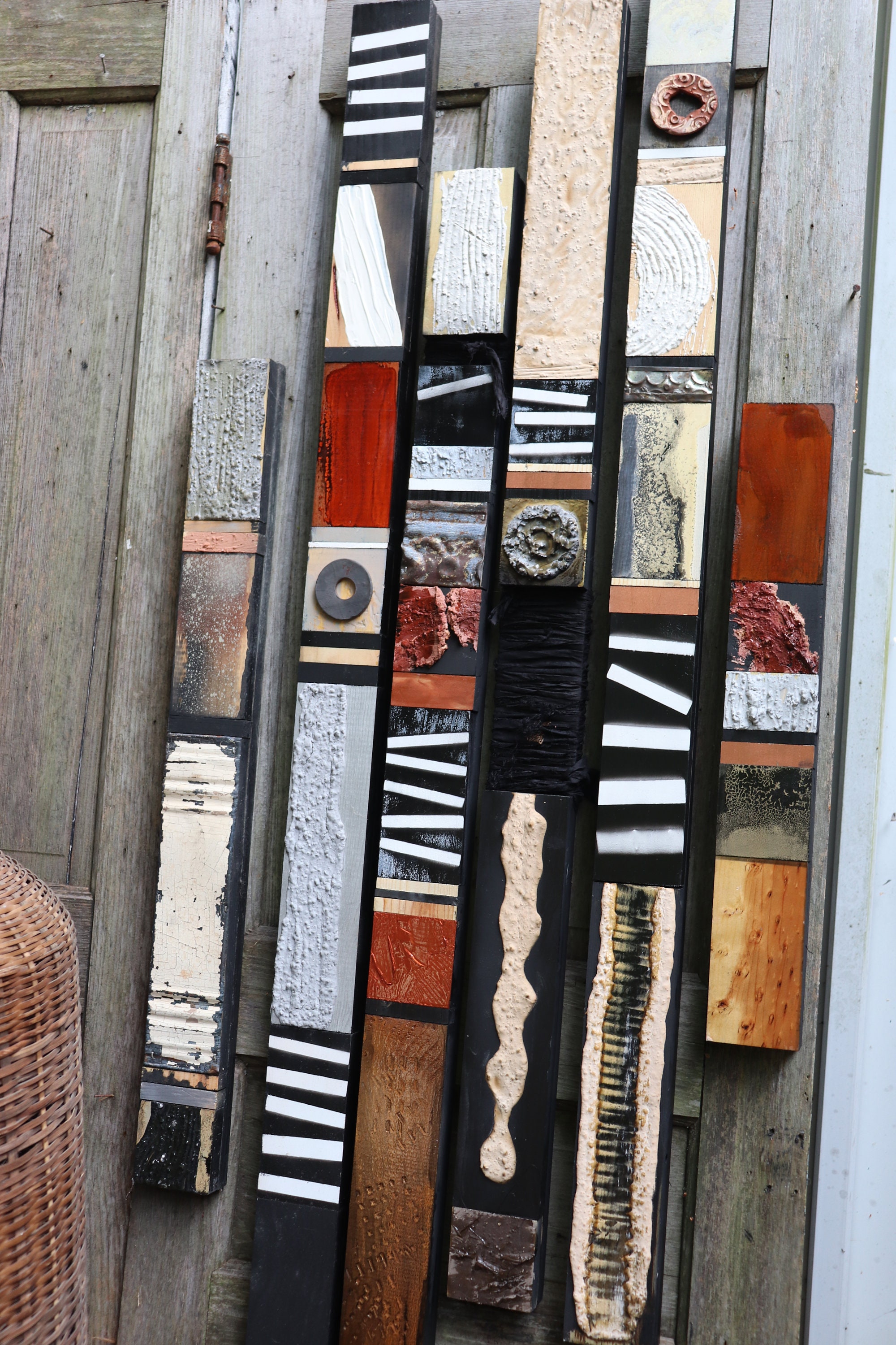 Tribal African Pole Collages Ex-large Tall Abstract Wall Relief ...