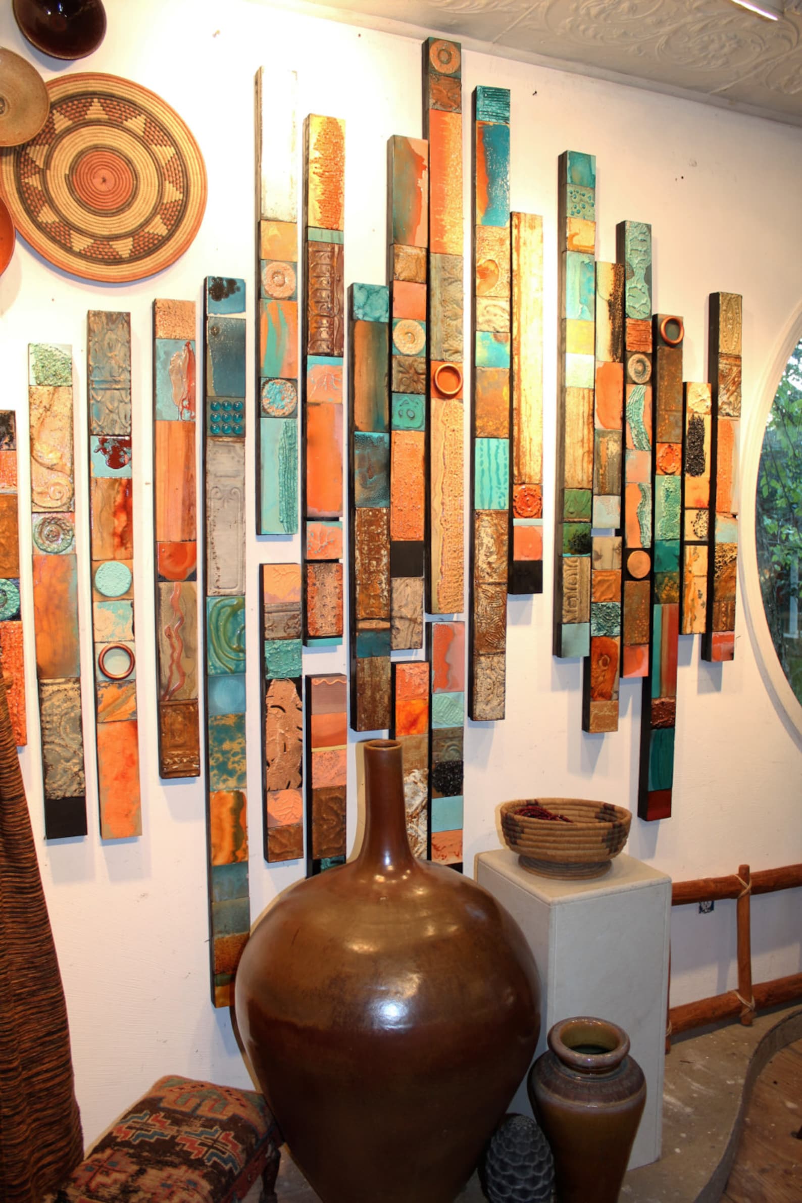 Totem Sticks Large Wall High Ceiling Wood Metal Glazed Modern - Etsy