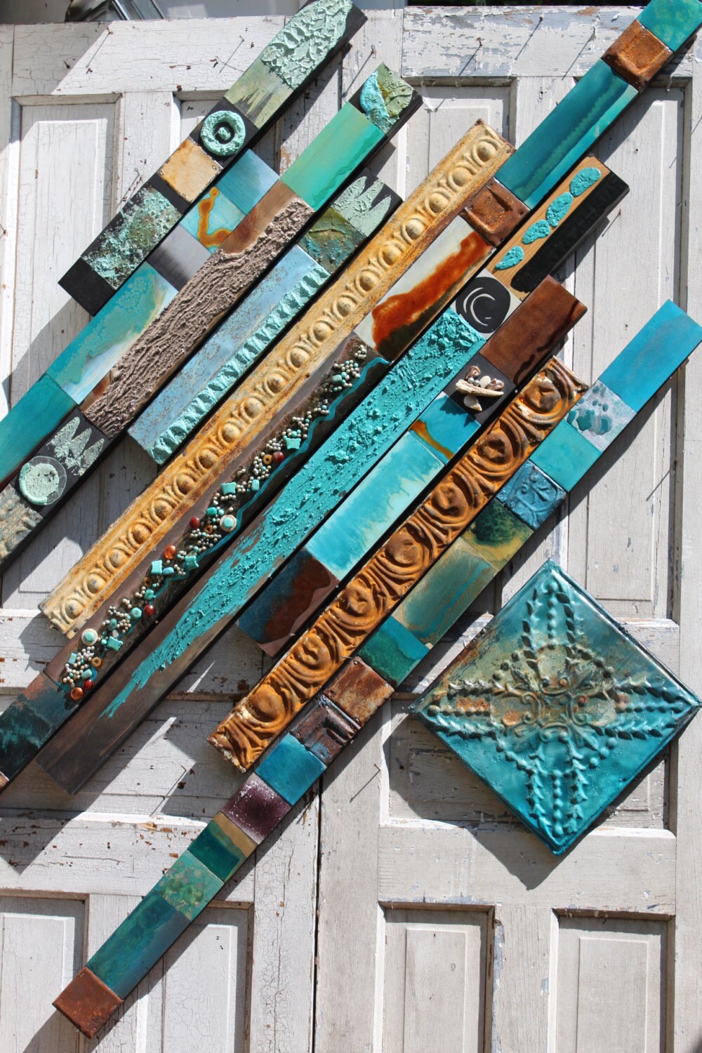Turquoise Native American Indian Style Tin Wall Collage Grouping ...