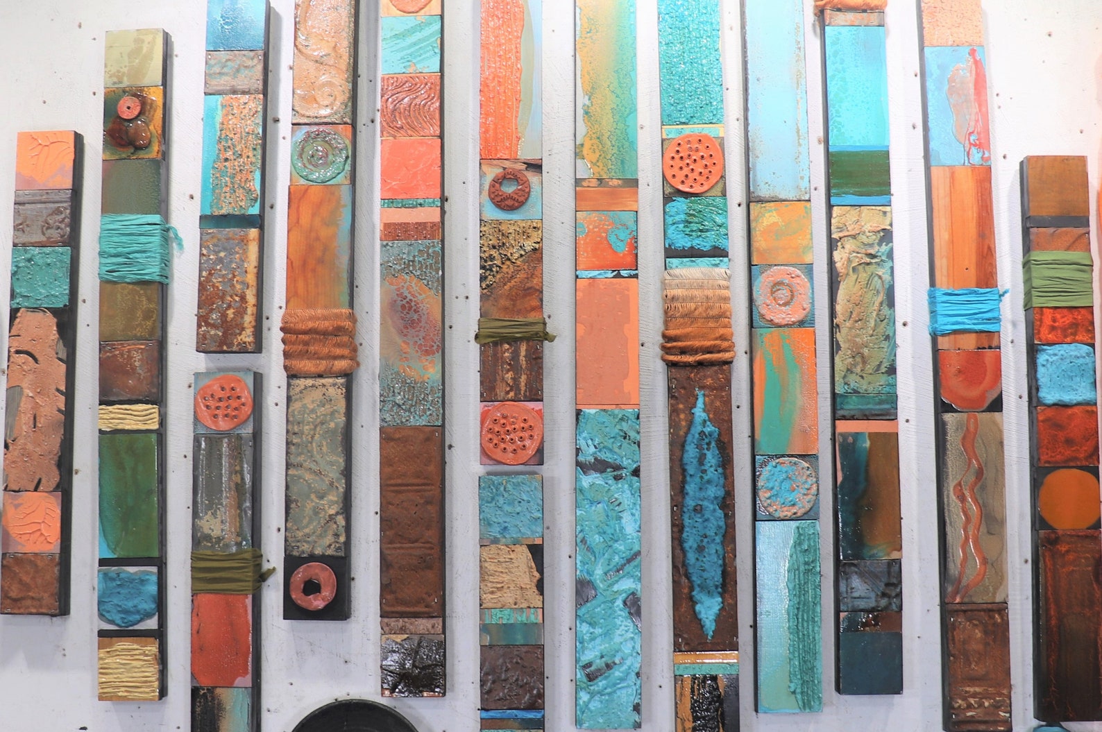 Large Wall Abstract Color Texture Collage Panels Totems Hand - Etsy