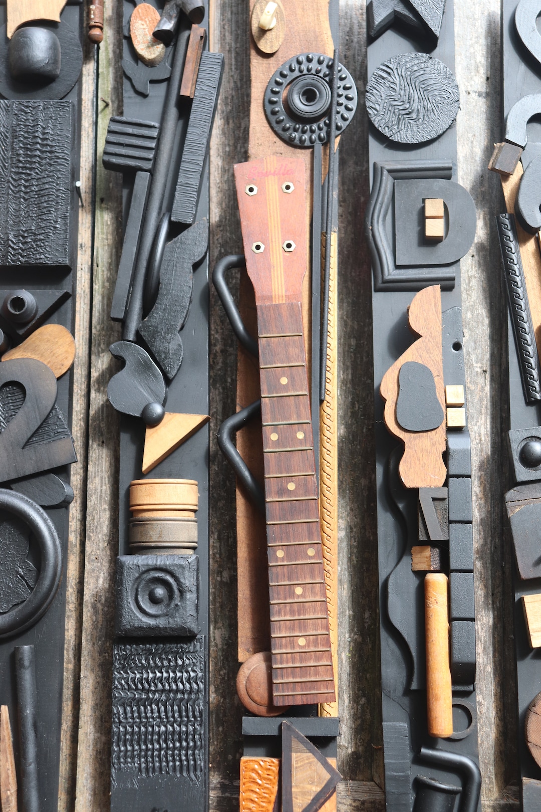 Musical Instruments Wood Mixed Media Totem Story Collages Wall ...