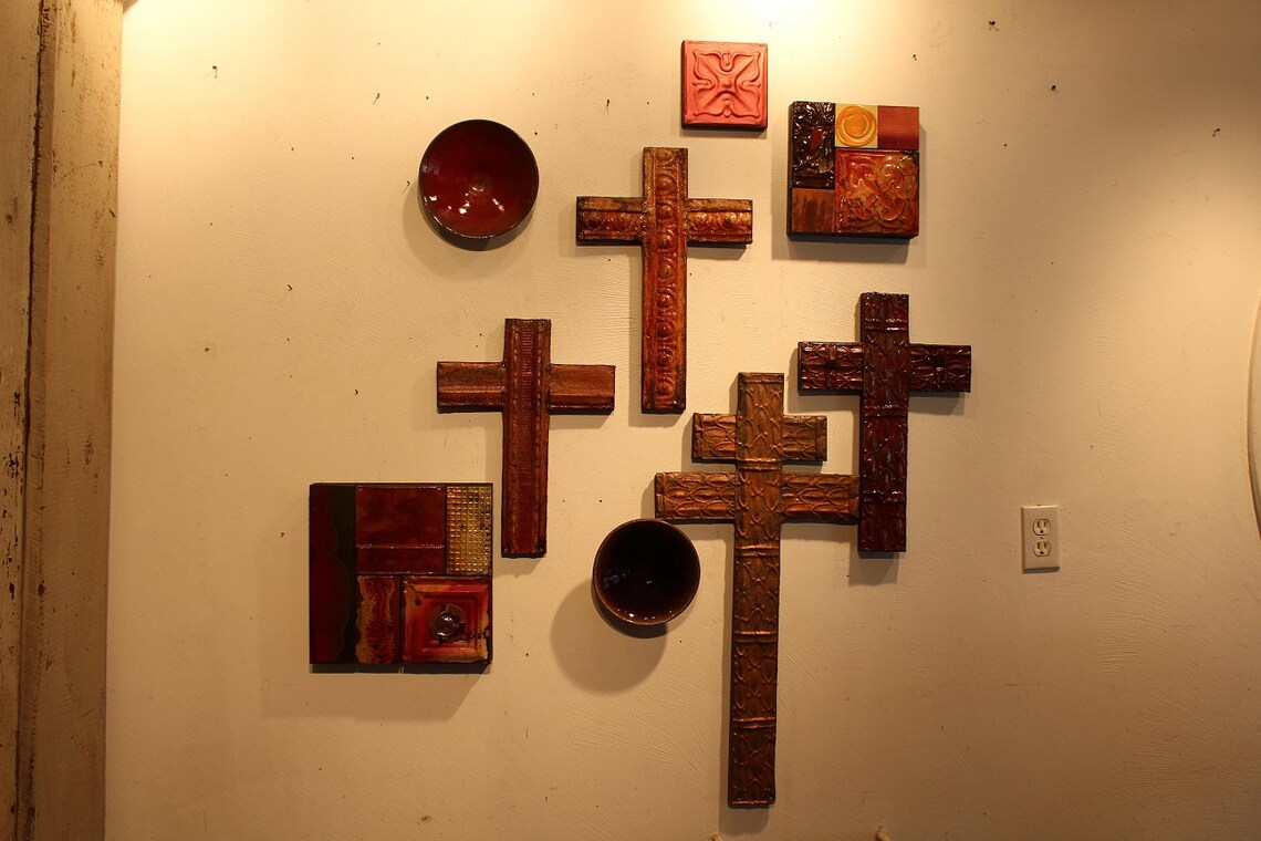 Handmade Christian Crosses Gift Old Red Ceiling Tin Tiles From - Etsy