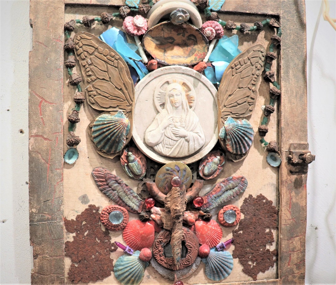 Mixed Media Found Object Religious Art "mother Earth" 2D Wall Sculpture ...