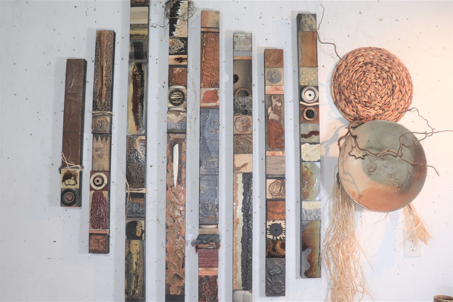 Tribal Abstract Textured Totems Wall Décor Metal Wood Hanging Collages ...