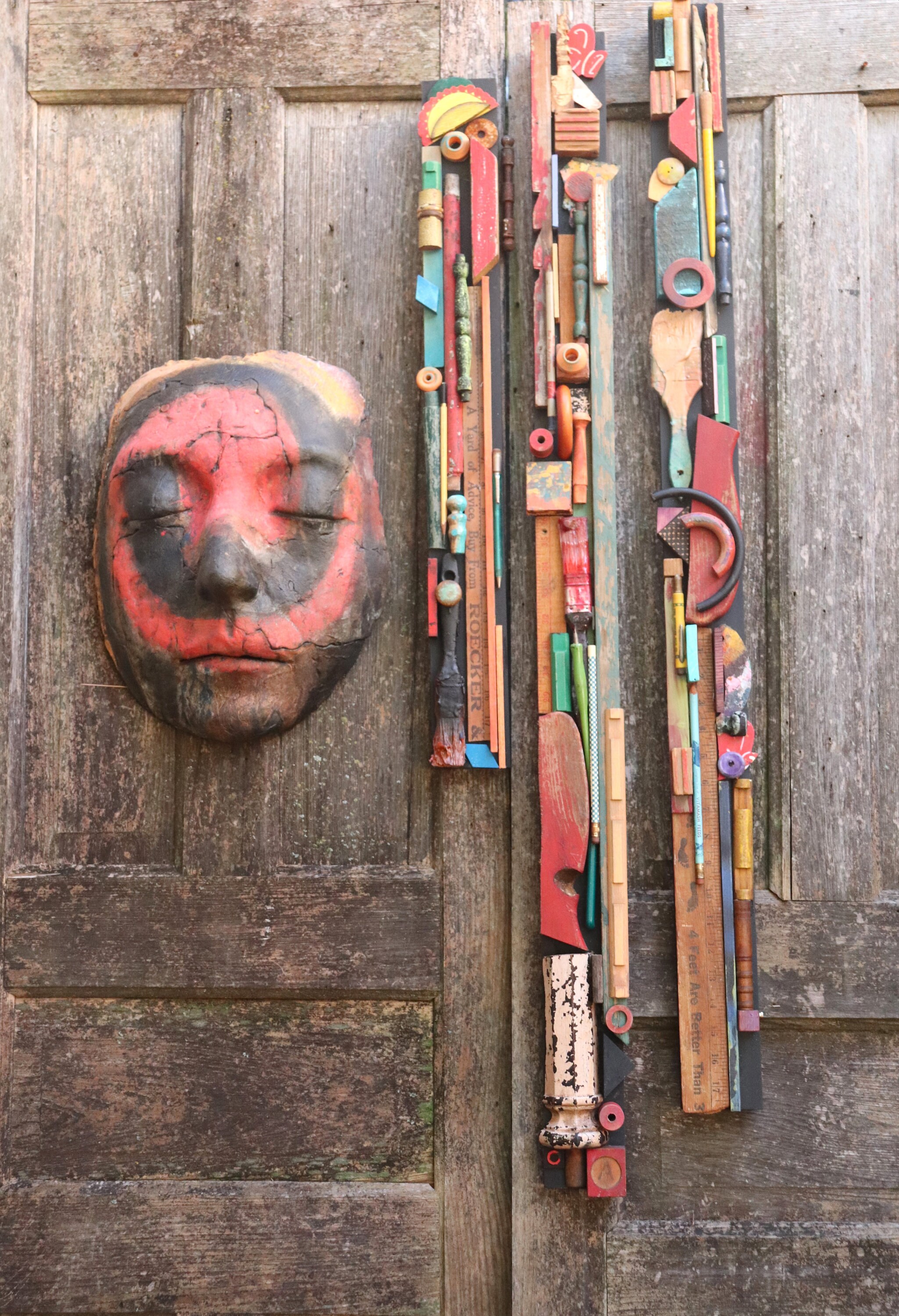 COLORFUL Large Wall Collages Mixed Media Vintage Fragments Wood Found ...