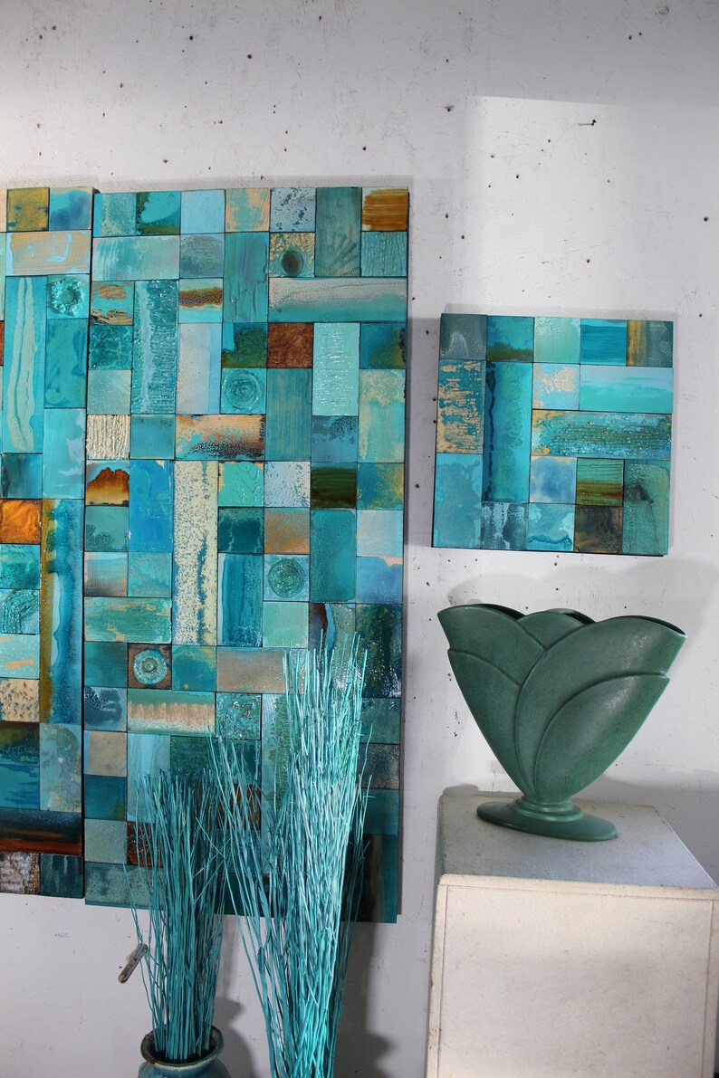 True Turquoise 3 MidCentury Santa Fe Design Wood Metal Large | Etsy