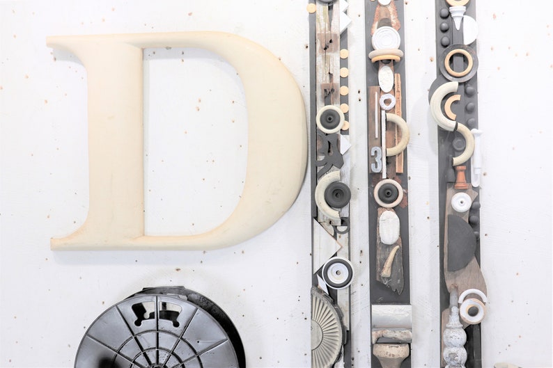 Vintage Wood Scissors Trade Sign Found Object Collage Art. "cutoff LOVE ...