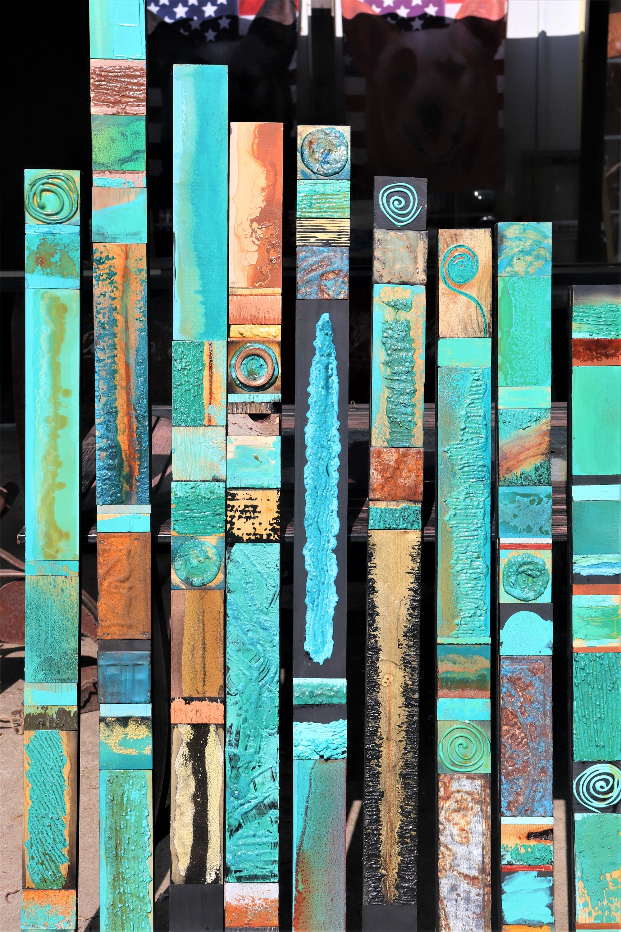 Organic Large Abstract Panels Signature Handmade Turquoise | Etsy India