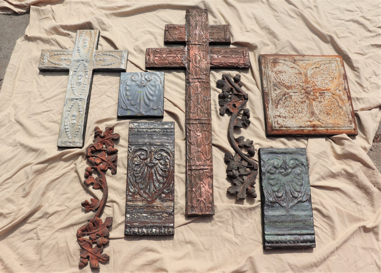 Handmade Christian Crosses Gift Old Red Ceiling Tin Tiles From 1800's ...