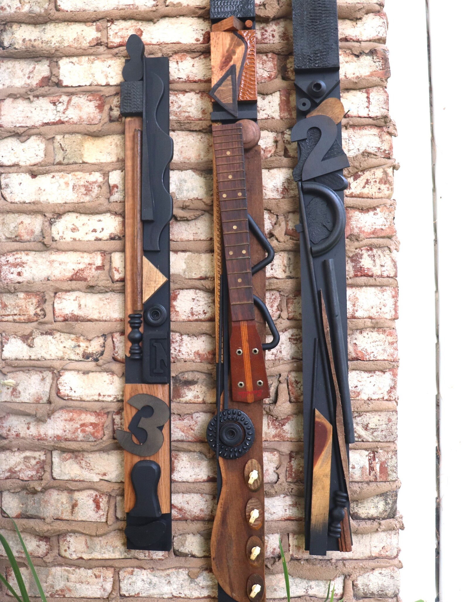 Musical Instruments Wood Mixed Media Totem Story Collages Wall ...